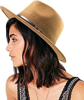Dreshow Femme Chapeau Panama Laine Faux Chapeaux Capeline Rétro Vogue Fedora Chapeau