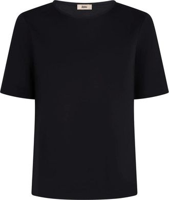 Herno Femme, Tops, Noir, Taille: 40 FR T-shirt Ever Cotton Interlock avec Monogramme Lurex