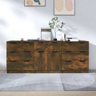 vidaXL 3-tlg. Sideboard R&auml;uchereiche Holzwerkstoff Vidaxl