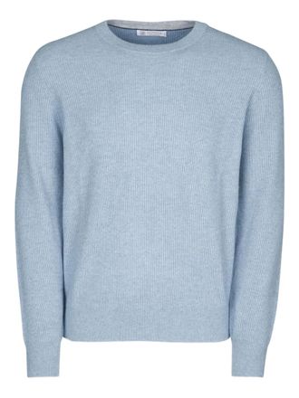 Brunello Cucinelli pull à design côtelé - Bleu