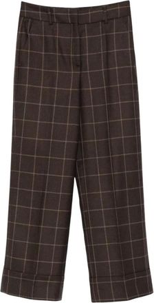 Incotex Femme, Pantalons, Brun, Taille: 36 FR Pantalon &Eacute;court&eacute; &agrave; Carreaux avec Ourlet Revers