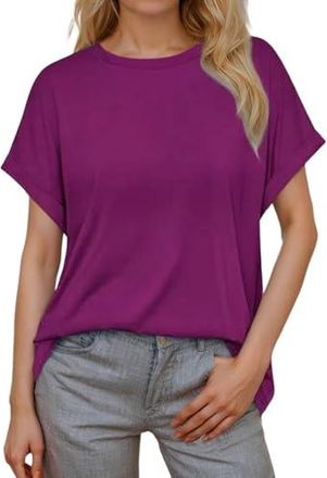 Generic Tee Shirt Femme Col Rond Ample T Shirt &Agrave; Manches Courtes Haut Femme Basiques