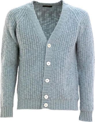 Zanone cardigan côtelé à col v - Bleu