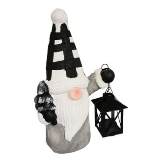 Goldbach Weihnachts Wichtel aus Keramik 31cm gro&szlig; schwarz wei&szlig; grau Zwerg Kobold Weihnachtsmann Nikolaus Advent Weihnachten