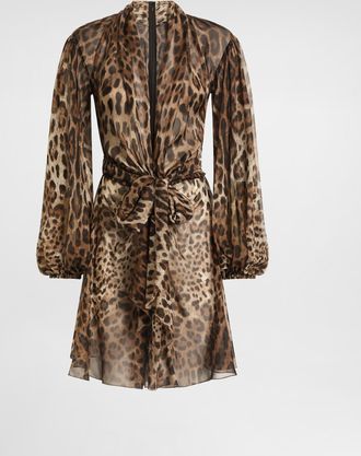 Dolce & Gabbana Kleid Aus Chiffon Mit Leo-print - Frau Kleider Animalprint 36
