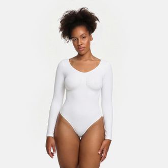 creamy fabrics Bodysuit Sculpting Shapewear Longsleeve mit String