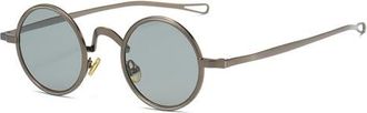 Generic Lunettes De Soleil Vintage Rondes En M&eacute;tal Miroir Hommes Et Femmes Shopping Conduite Lunettes De Soleil(Gray)