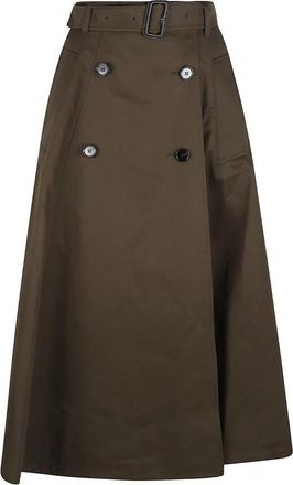 Burberry Femme, Jupes, Vert, Taille: 38 FR Gabardine Trench Midi Skirt