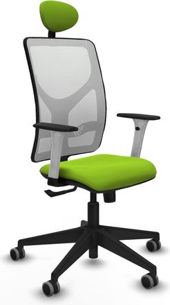 Piqueras y Crespo B&uuml;rostuhl, R&uuml;ckenst&uuml;tze, mit wei&szlig;en und schwarzen Armlehnen, h&ouml;henverstellbare Lendenwirbelst&uuml;tze und festes Kopfteil, ausgestattet mit 3 Positionen, 