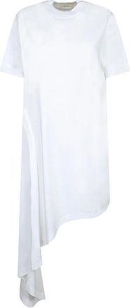 Loulou Studio Femme, Robes, Blanc, Taille: 40 FR Igari Asymmetric T-Shirt Dress
