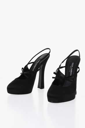 Dolce & Gabbana Solid-Color Satin Slingback with Side Bow, 14 cm Heel Dolce & Gabbana