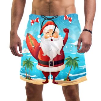 Coosun Coosun Herren-Weihnachts-Santa-Claus-Strand-Boardshorts, schnell trocknende Badehose, L