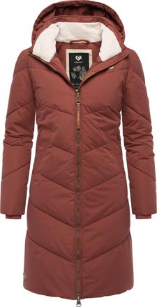Ragwear Damen Wintermantel warmer wasserdichter Steppmantel lang mit abnehmbarer Kapuze Rebelka Terracotta22 Gr. 3XL