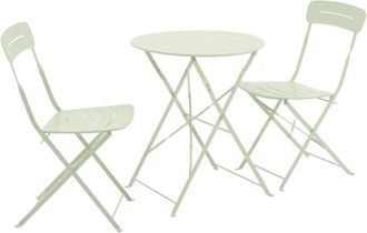 Sweeek Runder klappbarer Bistro-Gartentisch aus Stahl + 2 St&uuml;hle