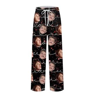 Generic Pantalon de pyjama personnalis&eacute; avec photo - Ajoutez votre visage et votre texte, ensemble de pyjama personnalis&eacute; amusant pour hommes et femmes, cadea