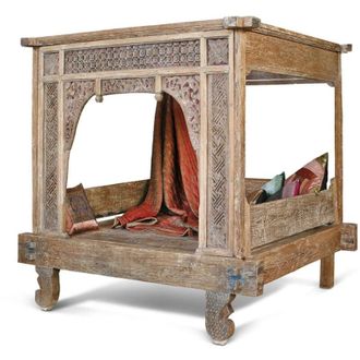 PEGANE Pegane - Lit adulte en bois de teck naturel - Dimensions 225 x 160 x 206 cm - &Eacute;l&eacute;gance et confort optimal - Matelas non inclus