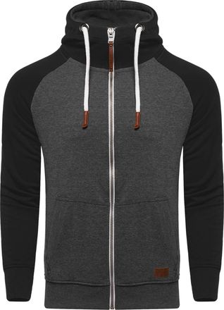 Behype. Herren Raglan Sweat-Jacke Sweatshirt weicher Hoodie mit Kapuze & Dicker Kordel 40-7681 Dunklegrau XXL