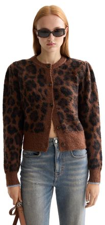 Scotch & Soda Damen Strickjacke Fuzzy Jacquard, Peace Leopard U297, XS