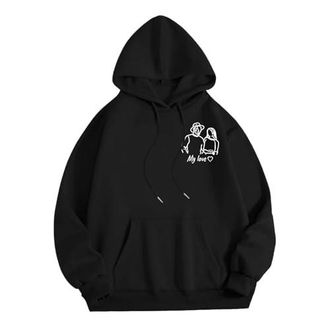 Generic 2026 Sweat &agrave; capuche &agrave; manches longues pour homme avec imprim&eacute; lettres d&eacute;contract&eacute;es et confortables, Noir, 3XL