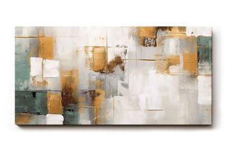 Paul Sinus Art Sinus Art Wandbild 120x60cm Abstraktes Motiv mit geometrischen Flächen in Gold, Grün und Weiß für moderne Raumgestaltung