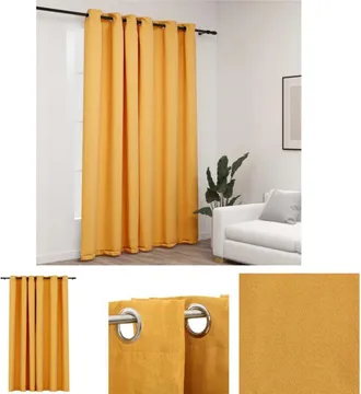 vidaXL The Living Store Verdunkelungsvorhang mit &Ouml;sen Leinenoptik Gelb 290x245 cm - Verdunkelungsvorhang - Leinenlook - Gelber Vorhang - Wohnraumgestaltung