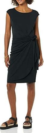 Amazon Essentials Robe Effet Portefeuille, col Bateau et Mancherons Femme, Noir, XXL