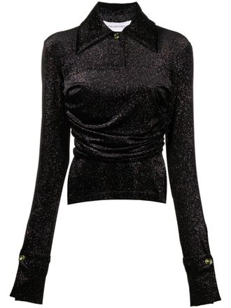 Viktor & Rolf chemise en velours paillet&eacute;e &agrave; fronces - Noir