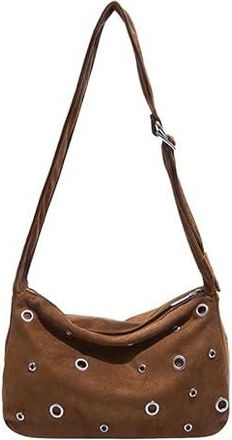 Generic Sac &agrave; bandouli&egrave;re r&eacute;tro en daim synth&eacute;tique pour femme, multi-usage, polyvalent, rivet, grande capacit&eacute;, voyage, rendez-vous, shopping, marron, 400.00
