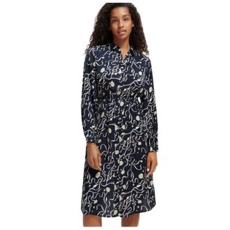 Scotch & Soda Femme, Robes, Bleu, Taille: 40 FR Robe chemise imprim&eacute;e