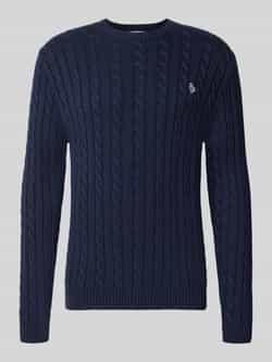 Review Slim Fit Strickpullover aus reiner Baumwolle mit Zopfmuster