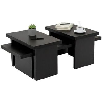 Dmora Wohnzimmertisch Prepotto, Niedriger Wohnzimmertisch, Kaffeeregal, Couchtisch f&uuml;r Sofa, 110x45 h42 cm, Schwarz - Dmora
