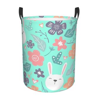 Generic Fr&uuml;hlingsblumen W&auml;schekorb Rund Aufbewahrungskorb Stehender W&auml;scheeimer F&uuml;r Kleidung Schlafzimmer Decken