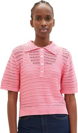 Tom Tailor Damen 1036501 Strick Polohemd, 31685-Fresh Pink, XL