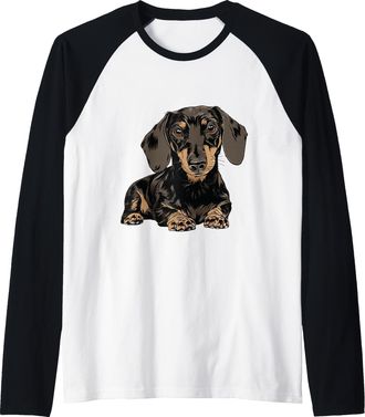 Whyitsme Design Schwarzer Dackel Hund Illustration Doxie Raglan