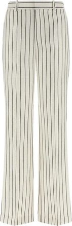 Balmain Femme, Pantalons, Blanc, Taille: 36 FR Pantalon &agrave; Rayures Coupe Droite