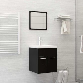 vidaXL Ensemble de meubles de salle de bain 2 pcs Noir Agglom&eacute;r&eacute; - Vidaxl