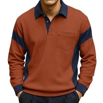 Generic Polo classique boutonn&eacute; pour homme, coupe classique, chemise vintage d&eacute;contract&eacute;e, haut basique doux, l&eacute;ger et respirant, marron, XXL