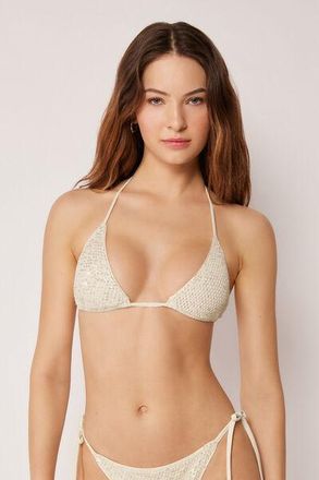 Calzedonia Triangel-bikinioberteil Sequin Net Wei&szlig;