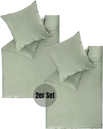 Sch&ouml;ner Wohnen Kollektion SCH&Ouml;NER WOHNEN Satin Bettw&auml;sche PLAIN - 2er Set 135x200 cm, Gr&uuml;n
