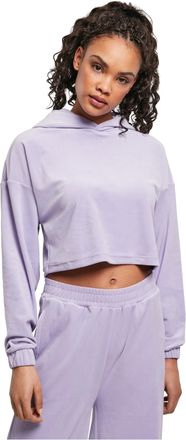 Urban Classics Damen Kapuzenpullover Ladies Cropped Velvet Oversized Hoody Lavender XXL