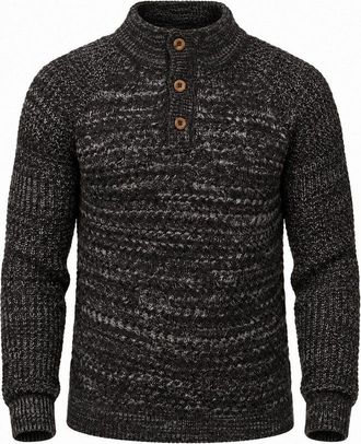 SOULSTAR Strickpullover als Troyer Grobstrick Pulli f&uuml;r Herren M&auml;nner Winterpullover mit Stehkragen - Regular-Fit