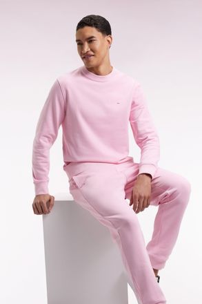 Eden Park Sweatshirt &Agrave; Col Rond En Coton Rose Coupe Droite