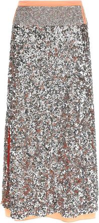 Paco Rabanne Jupe Midi - Argent