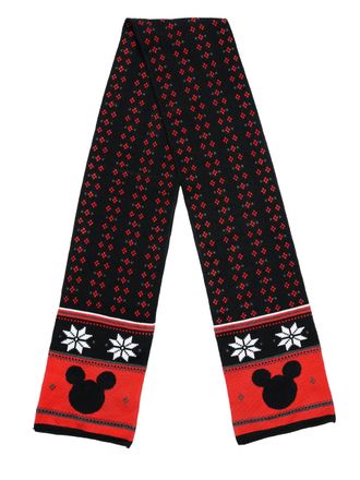 Disney Schal f&uuml;r Erwachsene, Motiv: Mickey Minnie Maus, bedruckt, gestrickt, Winter, Unisex, Rot/Schwarz, Einheitsgr&ouml;&szlig;e
