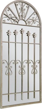 MirrorOutlet Wandspiegel für den Außenbereich, Gothic-Design, gewölbt, Steinfarben, 140 x 65 cm