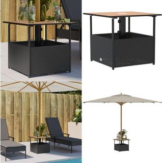 vidaXL Vidaxl - Table de jardin avec trou de parasol noir r&eacute;sine tress&eacute;e