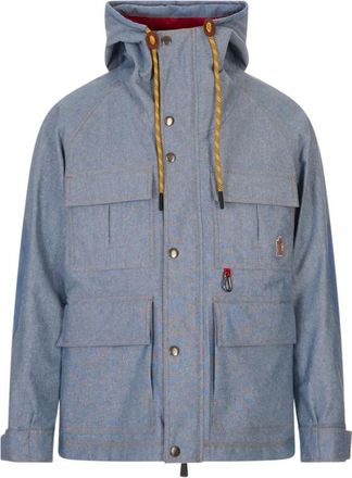 Moncler Homme, Vestes, Bleu, Taille: M Ajaccio Chambray Hooded Field Jacket