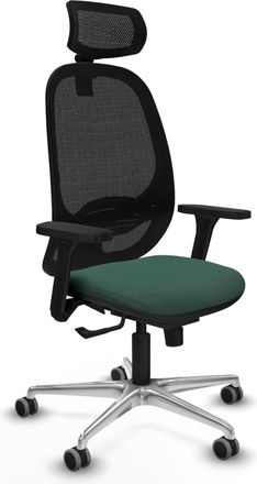 Piqueras y Crespo B&uuml;rostuhl, weiche Rollen, 3D-Armlehnen, h&ouml;henverstellbare Lendenwirbelst&uuml;tze und Kopfteil, h&ouml;henverstellbar und neigbar, Schwarz/Flaschengr&uuml;n