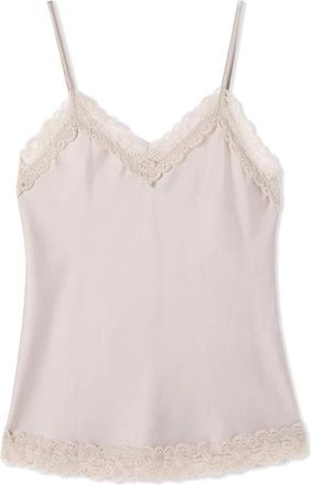 Oltre Satin-Spitzentop - - Tops - Damen - Grau - XS