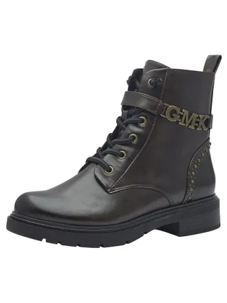 Marco Tozzi by Guido Maria Kretschmer Damen Stiefeletten zum Schn&uuml;ren aus Kunstleder mit Rei&szlig;verschluss, Braun (Mocca), 37 EU